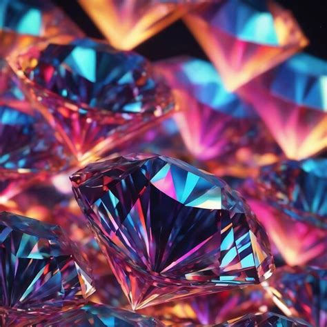 Diamond Facets Abstract Diffraction Background 3d Render Premium Ai