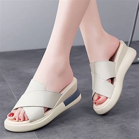 Womens Casual Wedge Sandals Open Toe Hook Loop Strap Temu