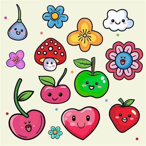 Premium Vector Fun Groovy Retro Clipart Characters Set