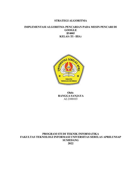 Pdf Strategi Algoritma Implementasi Algoritma Pencarian Pada Mesin