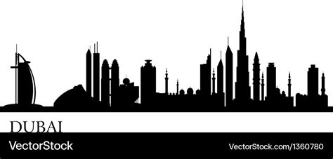 Dubai City Silhouette Skyline Royalty Free Vector Image