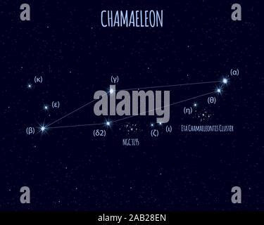 Chamaeleon Constellation Starry Night Sky Zodiac Sign Cluster Of