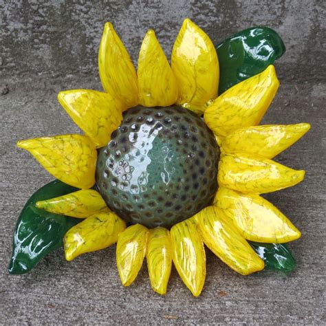 Sunflower Sculpture Blown And Sculpted Glass 7 Etsy Glass Blowing