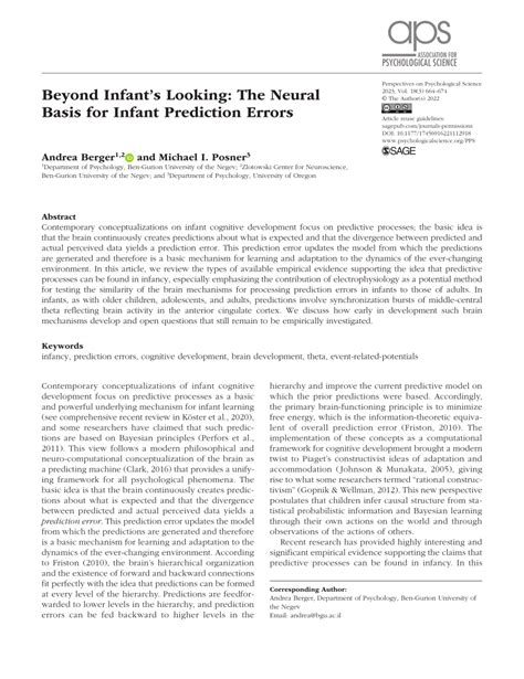 Pdf Beyond Infants Looking The Neural Basis For Infant Prediction