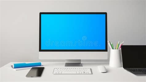 Workspace With Blank Computer Screen Workspace With Laptop Computer