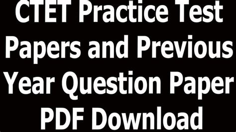 Ctet Practice Test Papers And Previous Year Question Paper Pdf Download