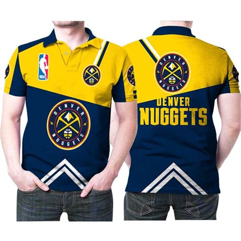 Nba Denver Nuggets Yellow Blue Polo Shirt