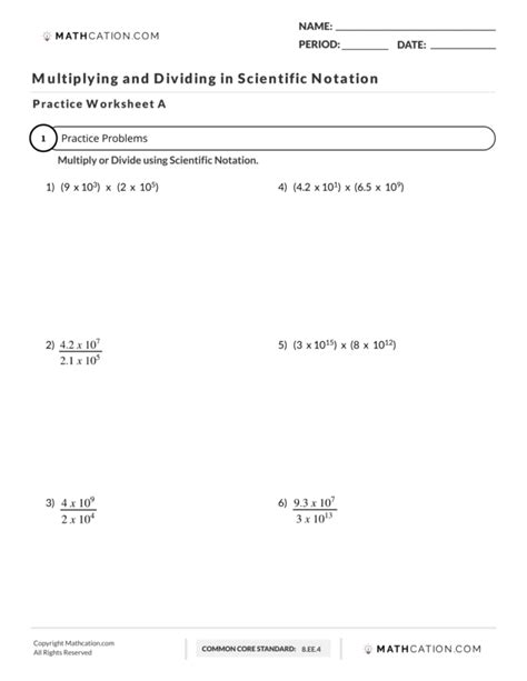 Multiplying Scientific Notation Worksheet Examples And Rules