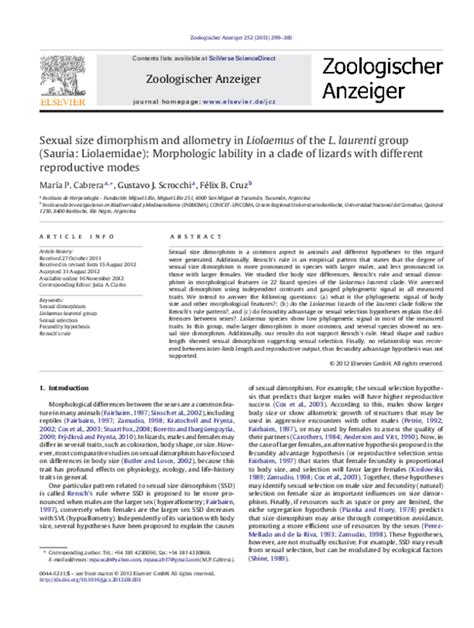 Pdf Sexual Size Dimorphism And Allometry In Liolaemus Of The L