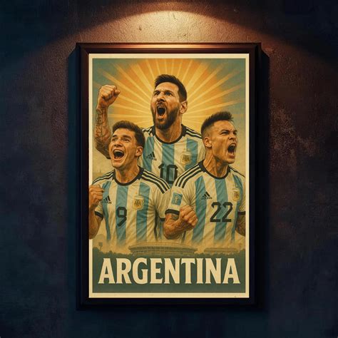 Argentina World Cup 2026 Retro Poster Messi Lautaro Álvarez Retro