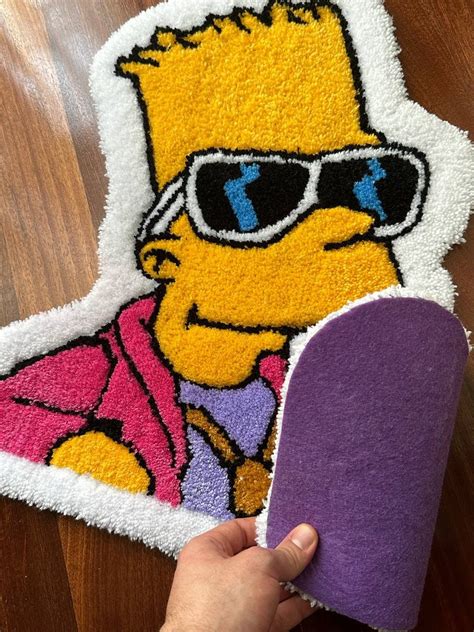Bart Simpson Rug Simpsons Tufted Rug Cartoon Character Rug Bart Handmade Rug Bedroom Decor