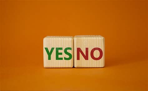 Yes Vs No Symbol Wooden Cubes With Words Yes And No Beautiful Orange Background Business
