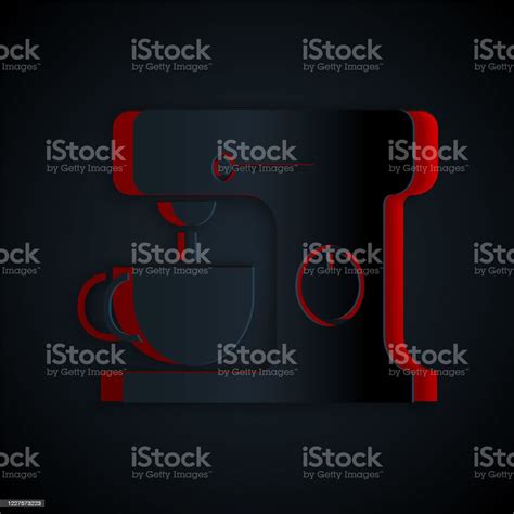 종이 컷 전기 믹서 아이콘은 검은 배경에 격리 주방 믹서기 종이 아트 스타일입니다 벡터 일러스트레이션 3차원 형태에 대한 스톡 벡터 아트 및 기타 이미지 Istock