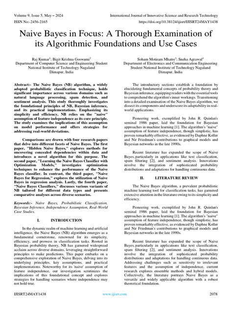 naive bayes in focus a thorough examination of its algorithmic foundations and use cases pdf