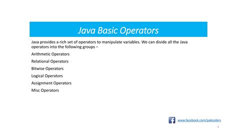 Operators In Java Part 8 Pptx