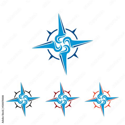 Wave Compass Unique Shape Global Position Guide Stock Vector Adobe Stock