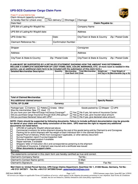 Ups Complaint Form Fill Out And Sign Online Dochub