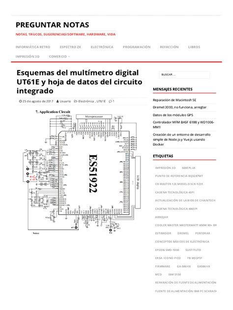 Esquemas Del Multímetro Digital Ut61e Y Hoja De Datos Del Circuito Integrado Pregunte Notas