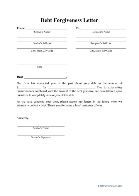 Student Loan Forgiveness Letter Template