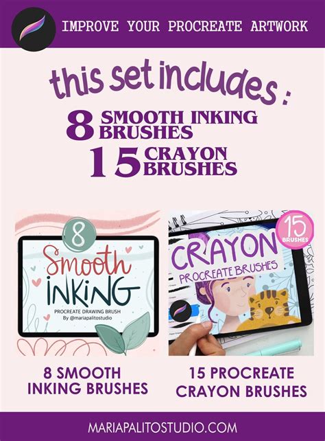 Procreate Inking And Crayon Set Smooth Inking Brushes Crayon Brushes For Texture And Digital