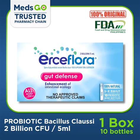 Erceflora Gut Defense Probiotics 2 Billion Bacillus Claussi 1 Box X