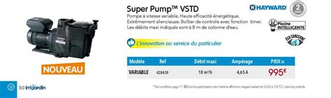 Promo Super Pump Vstd Hayward Chez Irrijardin Icataloguefr