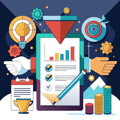 Illustration Depicting Data Analysis And Business Strategies Premium