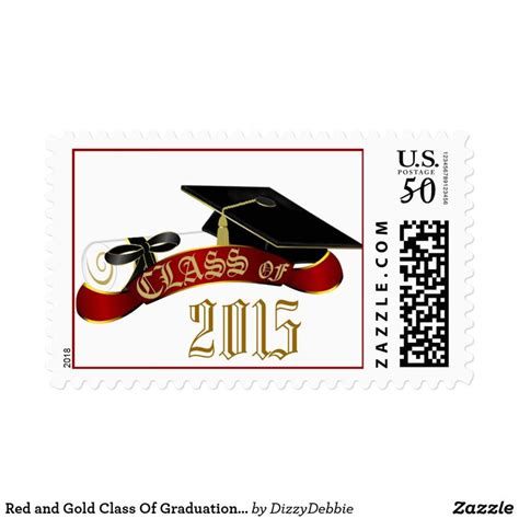 Red And Gold Class Of Graduation Stamp