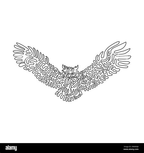 Single One Line Drawing Of A Beautiful Owl Flying Abstract Art Continuous Line Drawing Graphic