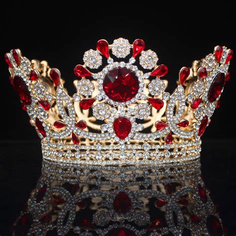 Ruby Red Crystal Crown Victorian Royalty Crown Red Tiara Quinceanera