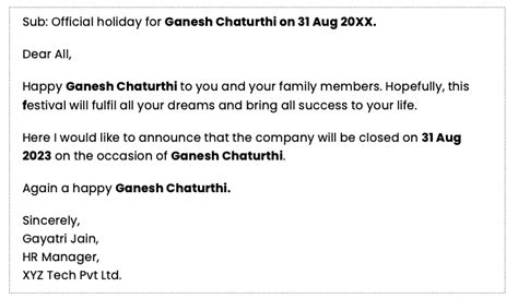 Sample Holiday Announcement Emails To Employees