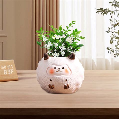 Qaailabf Ceramic Animal Shaped Succulent Planter 255 Inch Mini Desktop