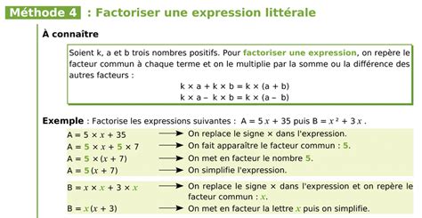 Calcul Littéral Factoriser Une Expression Littérale Méthode