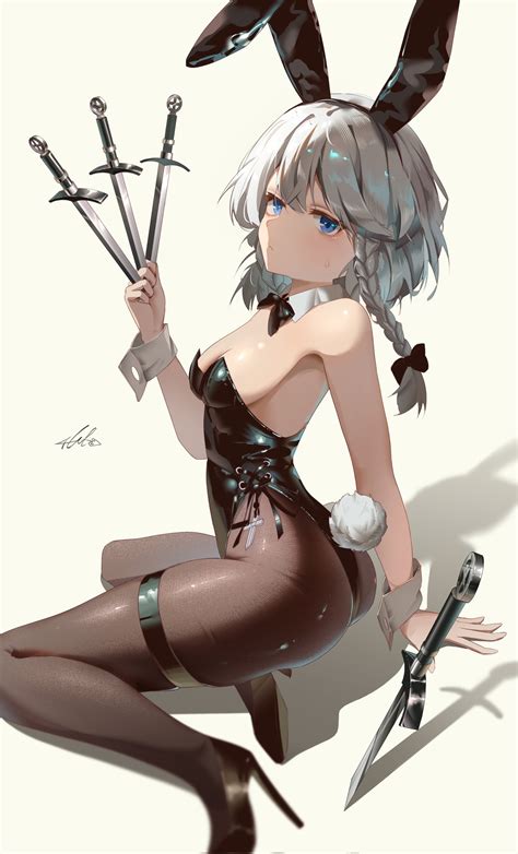 Flan 5oo Izayoi Sakuya Touhou Highres 1girl Animal Ears Ass Bare