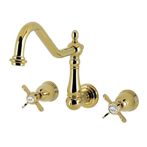 Kingston Brass Essex 2 Handle Wall Mount Standard Kitchen Faucet In