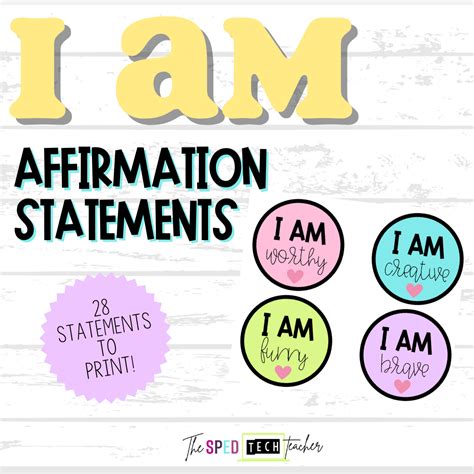 I Am Affirmation Statement Printable Pastel The Sped Tech Teacher