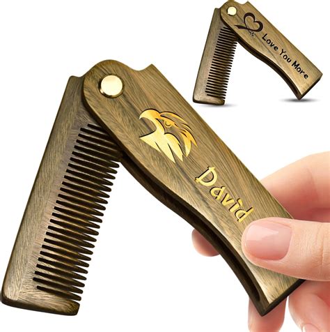 Personalized Wooden Beard Comb For Men Custom Folding
