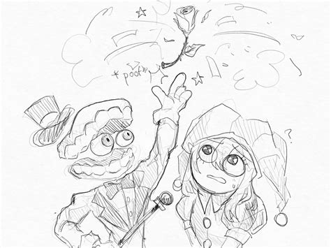 Caine X Pomni The Amazing Digital Circus Fanart Черные шляпы Хиппи