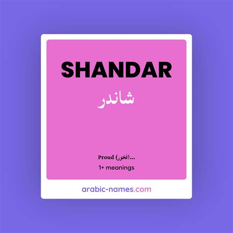 Shandar شاندر Meaning In Arabic And English Arabic Names