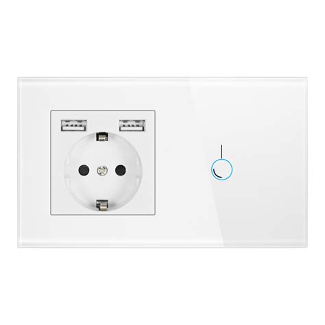 Touch Sensor Switch With Socket With Usb Crystal Glass Panel 110 250v