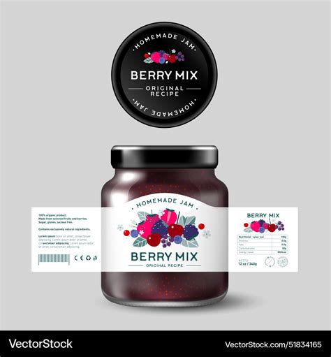 Berry Mix Jam Fruit Design Label Royalty Free Vector Image