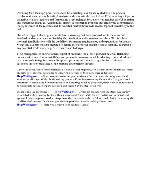 Preparing For Thesis Proposal Defense Pdf