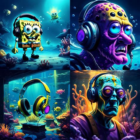 Spongebob Listens To Crucial Oceanic Beats In Unde Ai Art