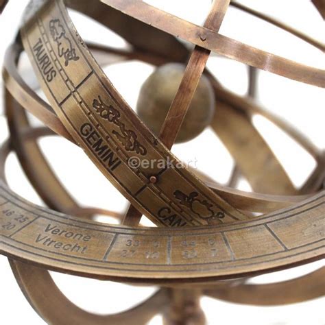 Brass Armillary Sphere Globe Clock Spherical Astrolabe Vintage Nautical