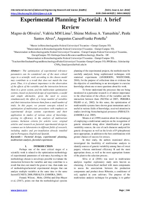 Pdf Experimental Planning Factorial A Brief Review
