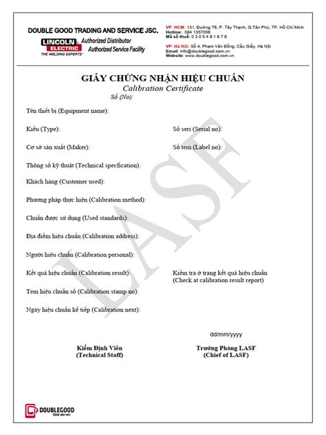 Calibration Certificate Pdf