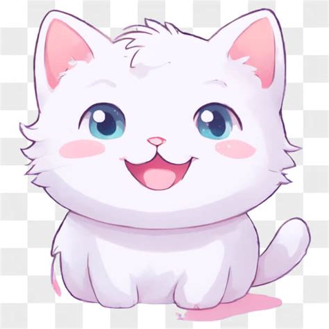 Descarga Gato Blanco Kawaii Con Ojos Azules Kawaii En Línea Creative