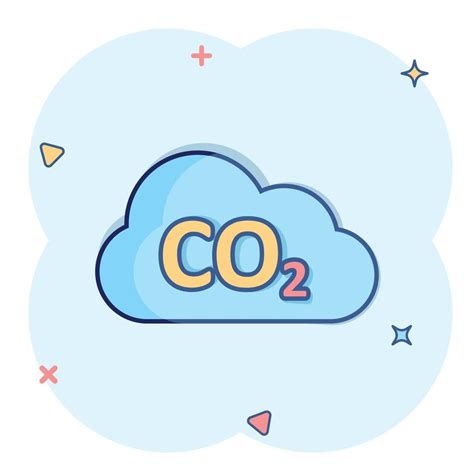 Co2 Emission Icon In Comic Style Cloud Disaster Cartoon Vector