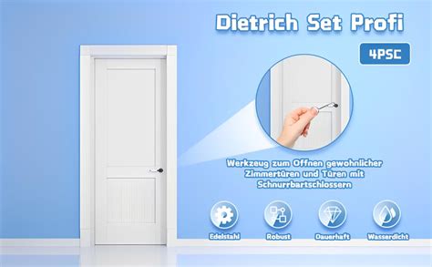4 Stück Profi Dietrich Set Profi Buntbartschlüssel Universal Öffnet Nahezu Jede Tür Öffnungs