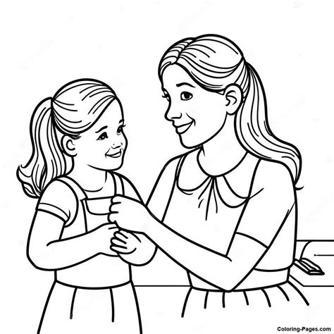 Aunt And Niece Bonding Coloring Page Coloring
